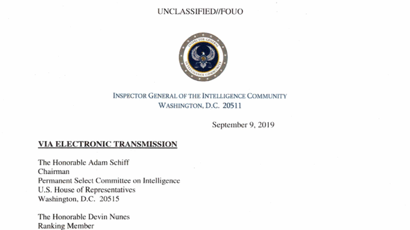 Read: Intelligence watchdog's letters about "urgent" whistleblower ...