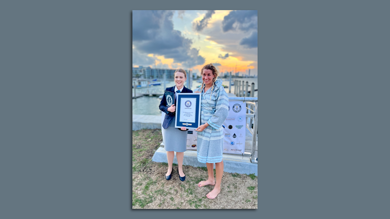 Miami Beach mermaid Merle Liivand attempts world-record swim - Axios Miami