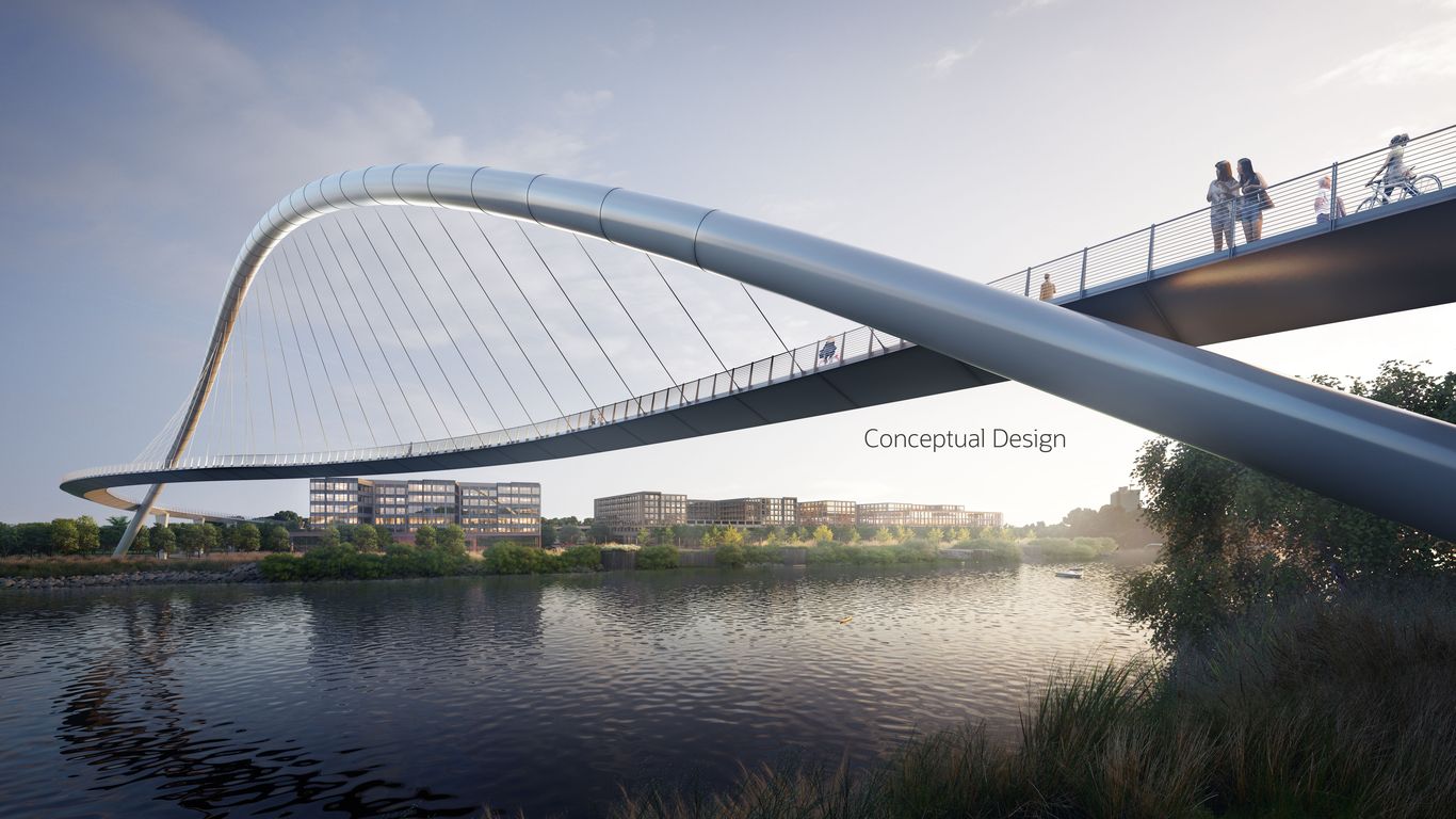 New rendering: Design revealed for Oracle bicycle and pedestrian bridge ...