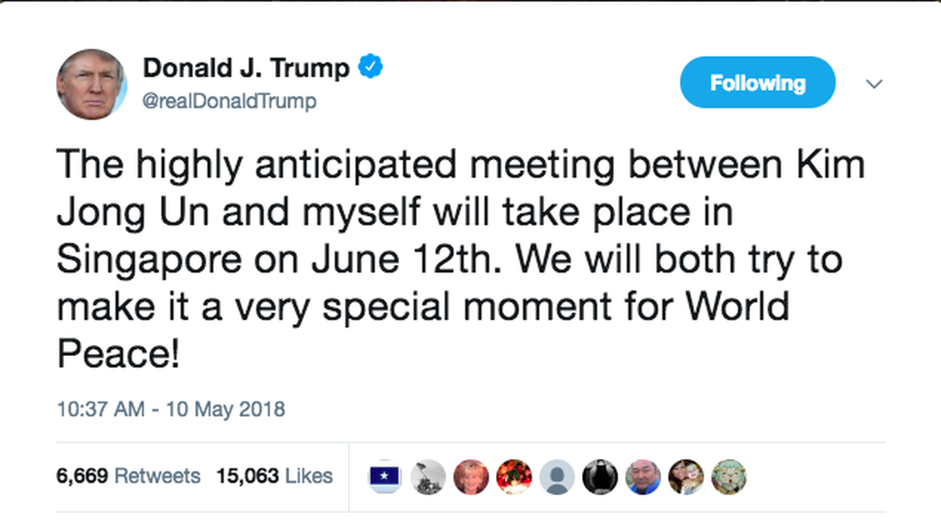 Trump tweets details on historic North Korea summit