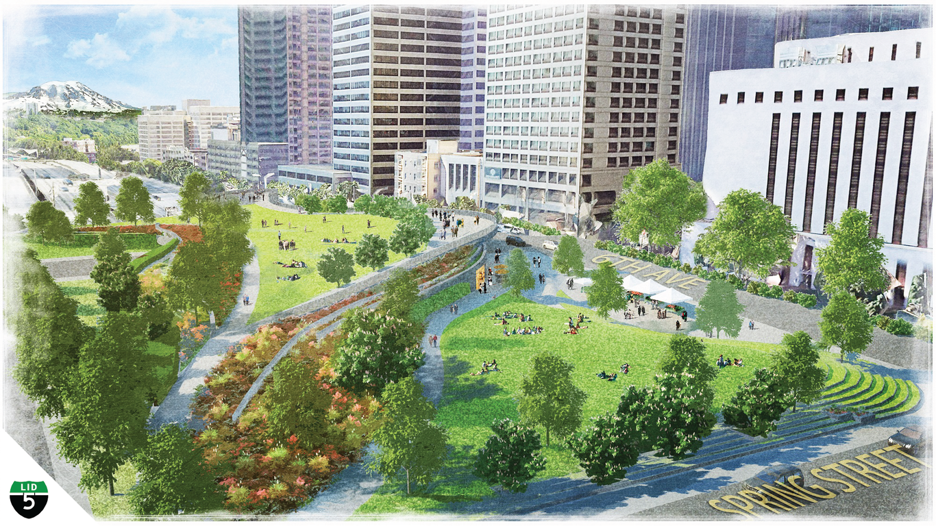 Building a "lid" to support a park over Interstate 5 in Seattle gains ...