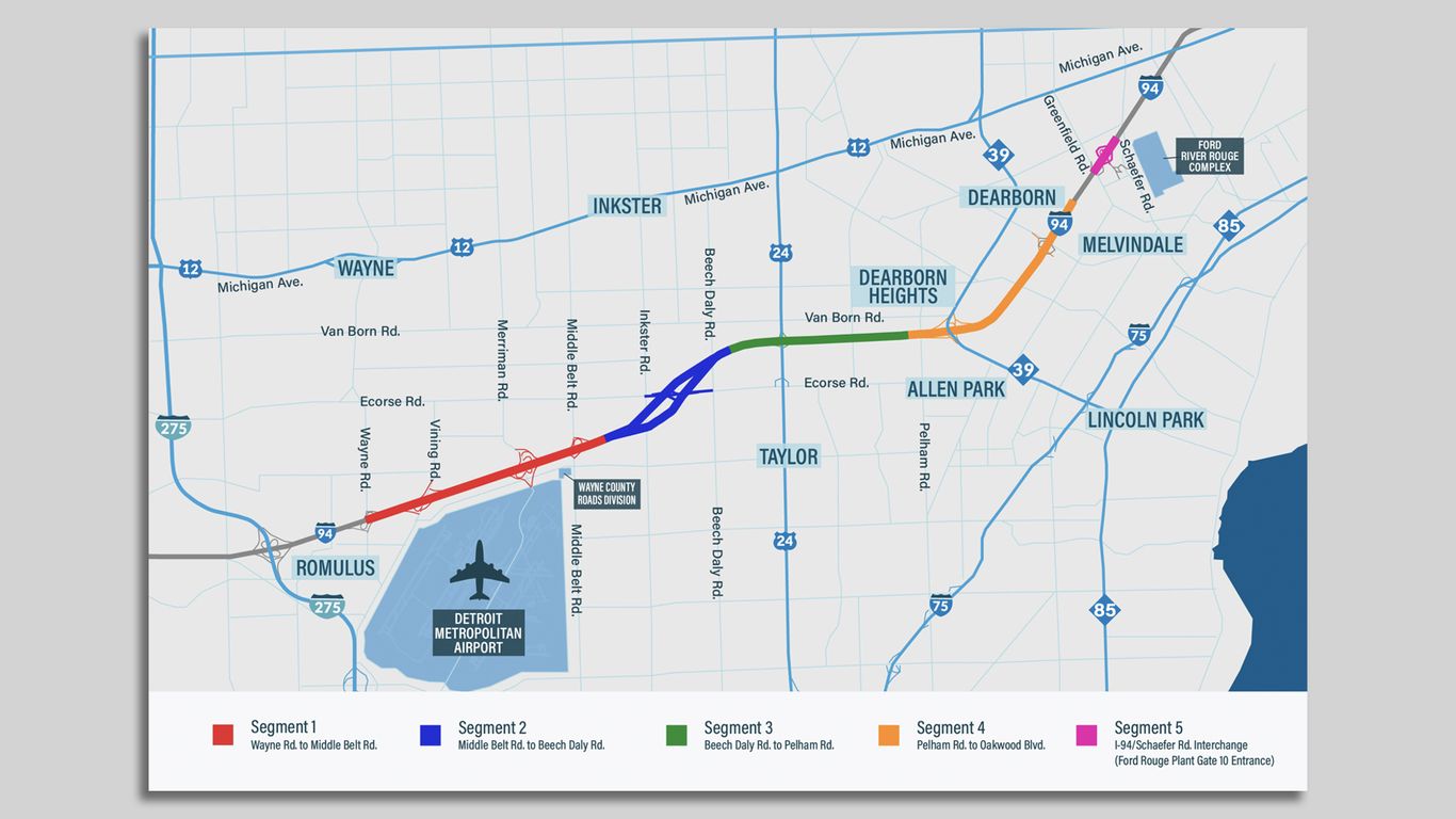 I-94 rebuild near DTW triggers lane closures through 2029 - Axios Detroit