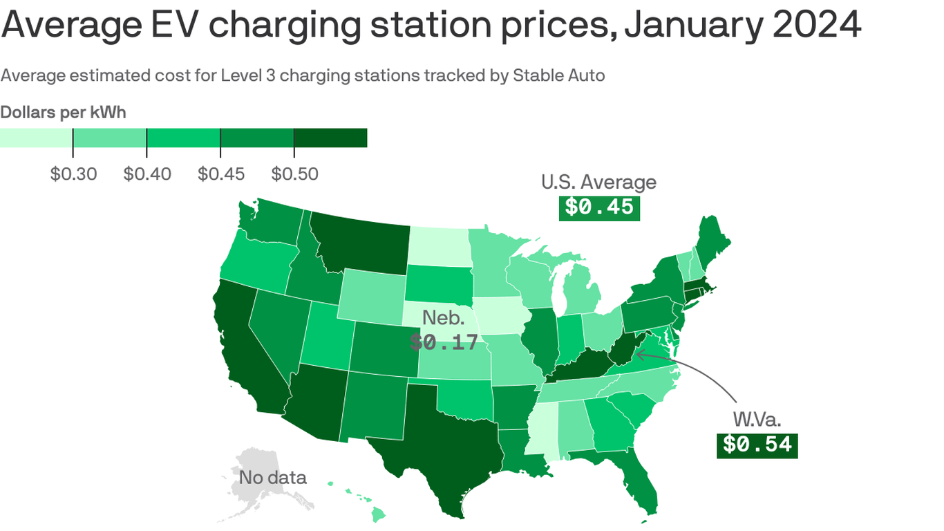 Mapped: How much it costs to charge an EV in Utah - Axios Salt Lake City