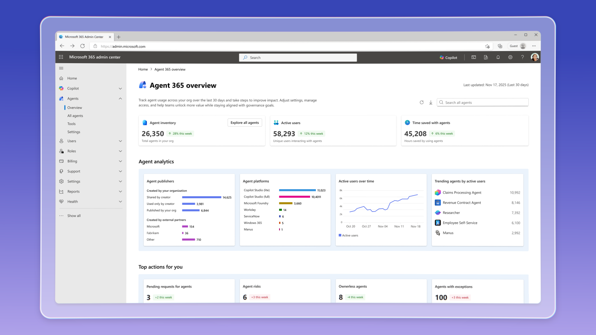 Microsoft unveils Agent 365 dashboard to manage AI agents