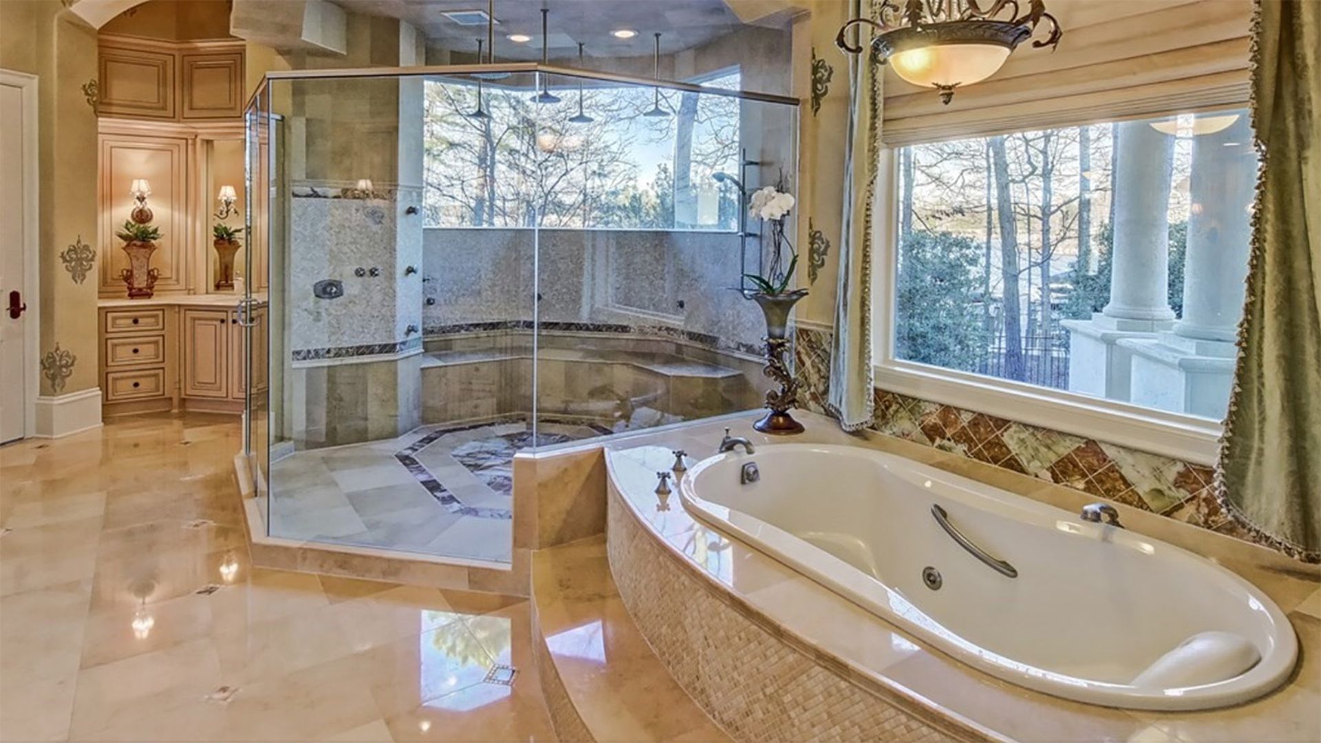 Need a home with a massive shower? View bedroom-sized showers in these ...