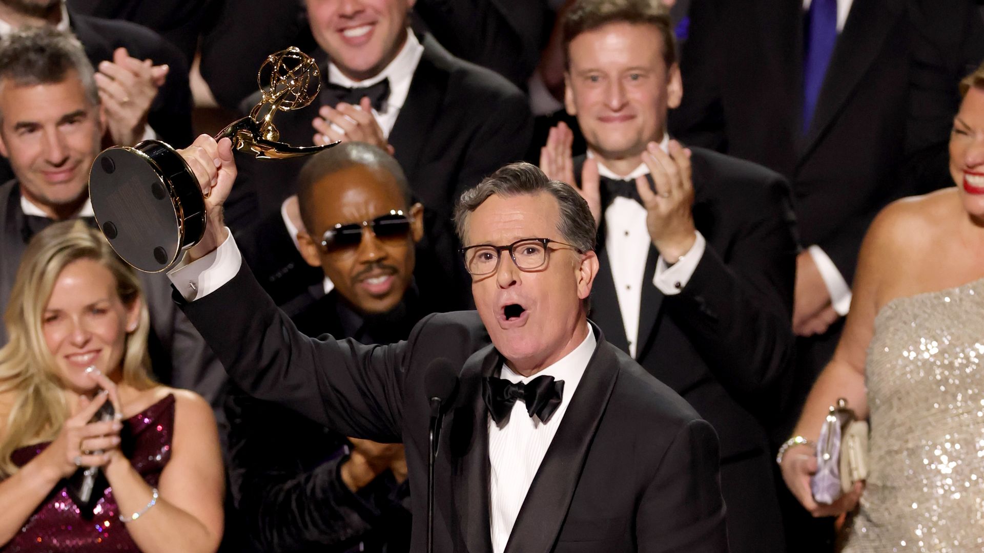 Colbert's "Late Show" wins first Emmy