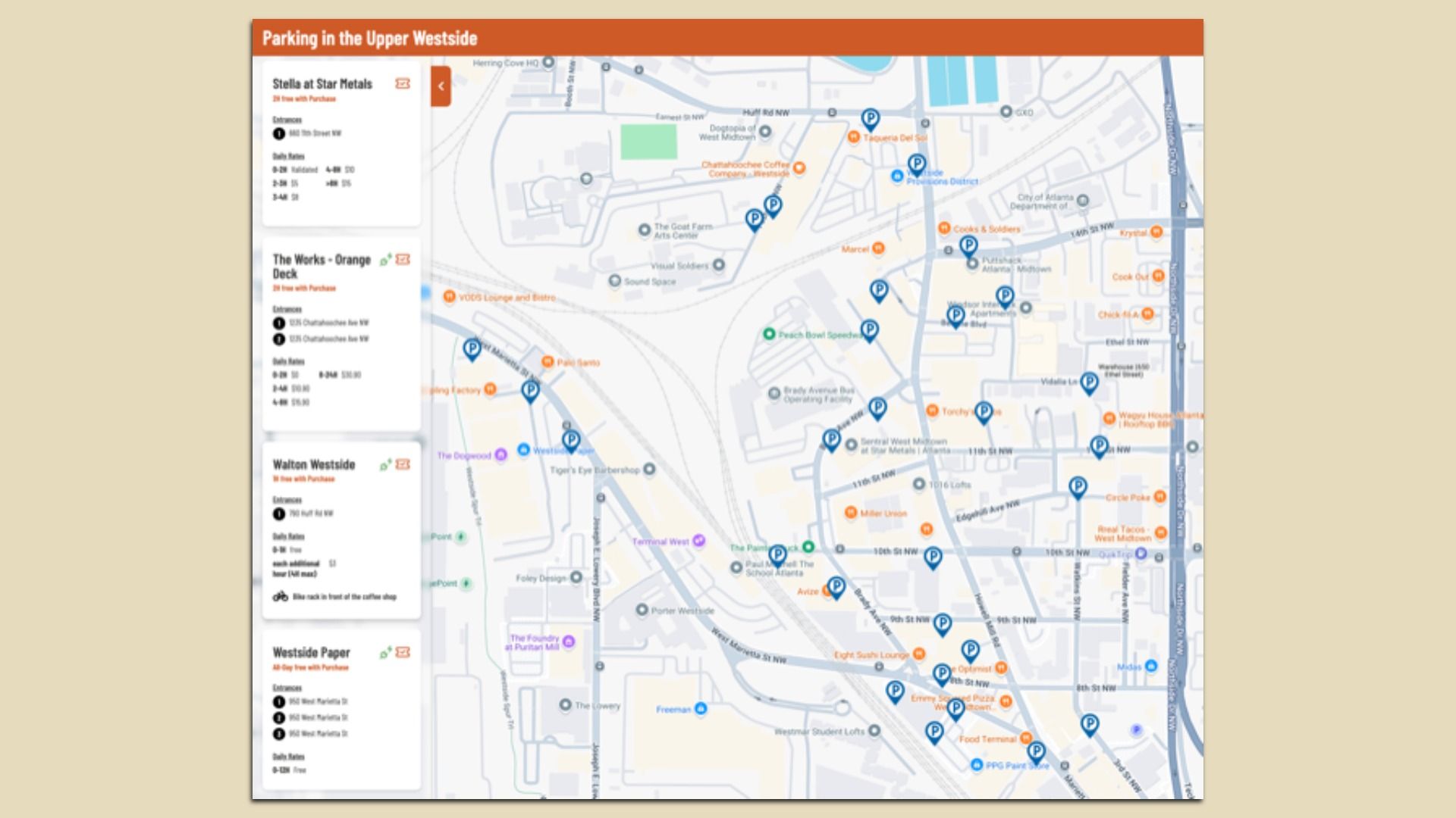West Midtown releases interactive parking map for visitors - Axios Atlanta