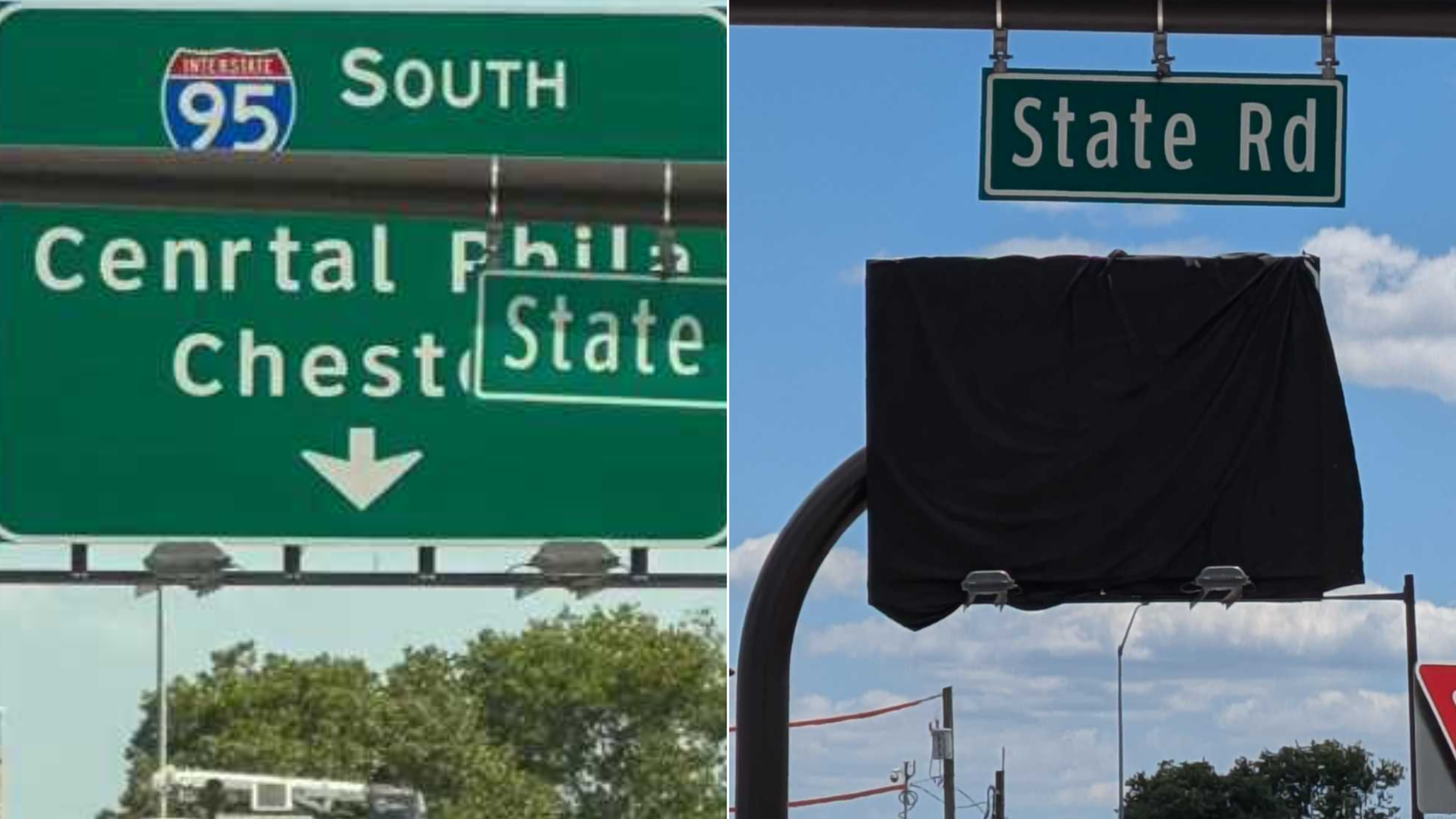 I-95 sign typo directs drivers to "Cenrtal" Philadelphia - Axios ...