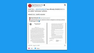 Bondi ends DC sanctuary policies, Trump administration says