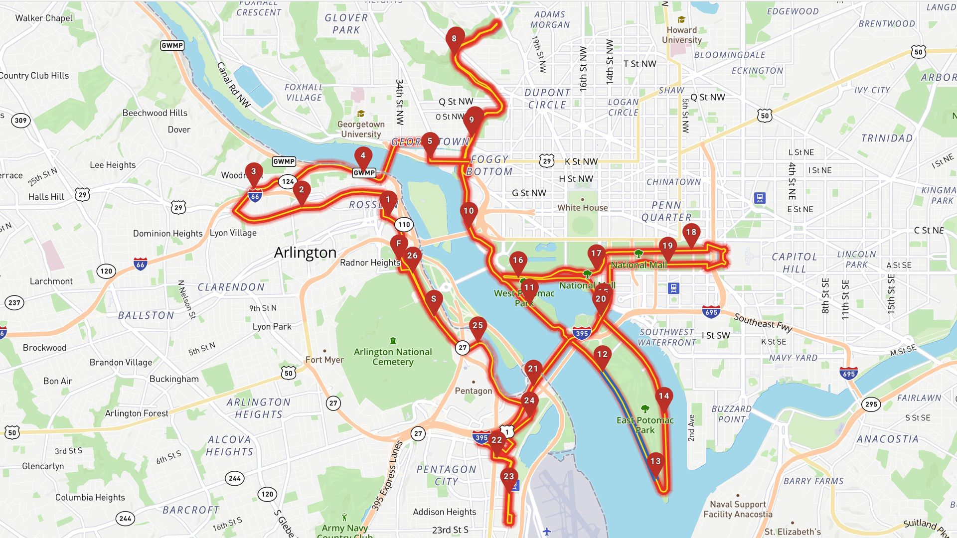 Marine Corps Marathon guide: Routes and road closures in DC, Arlington ...
