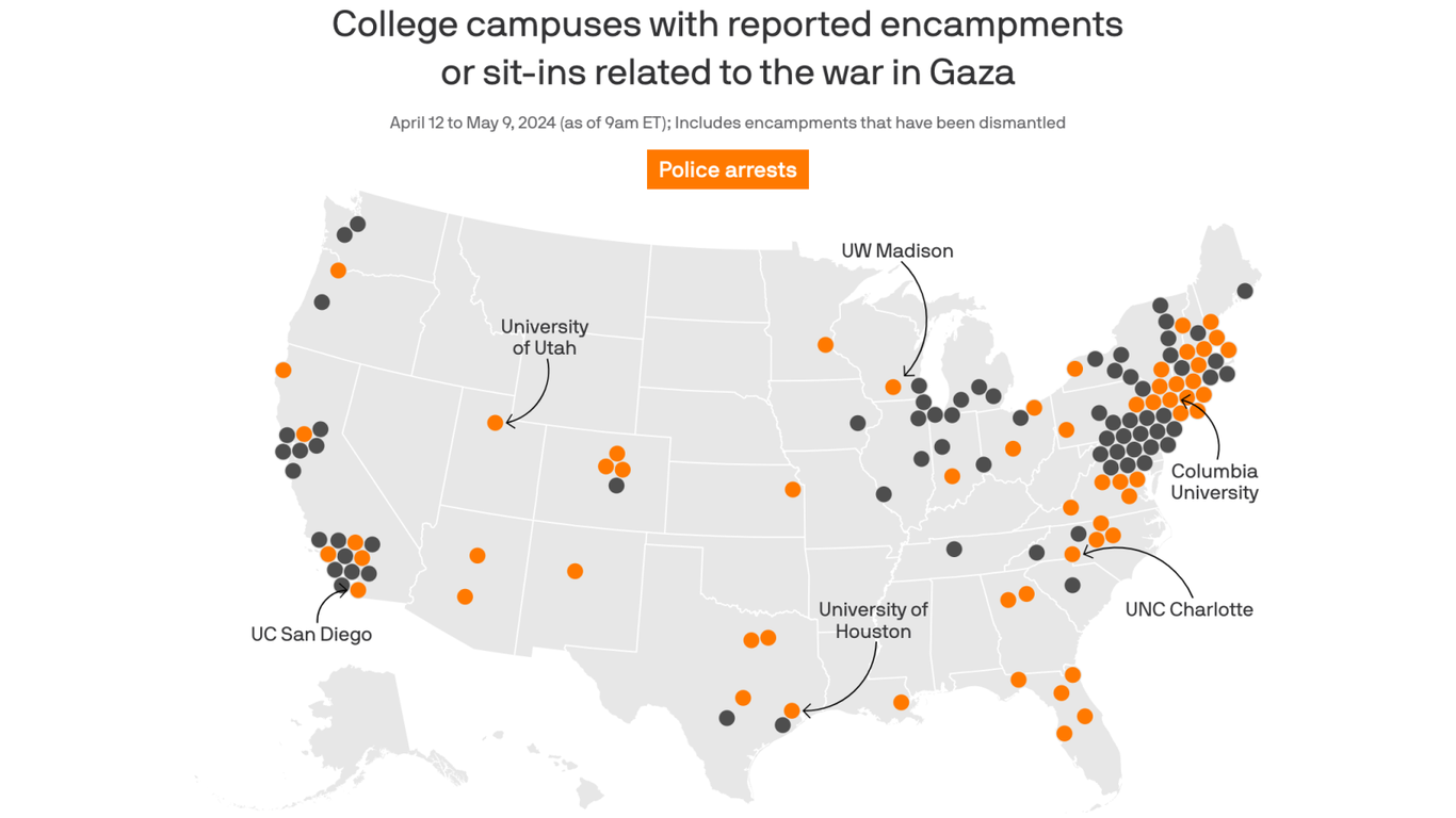 Where Pro-Palestinian college protesters have been arrested