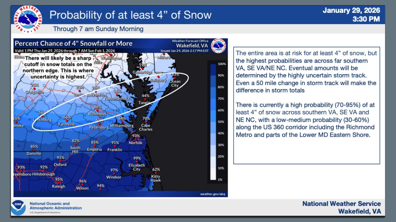 Winter storm watch in effect as Richmond eyes weekend snow - Axios Richmond