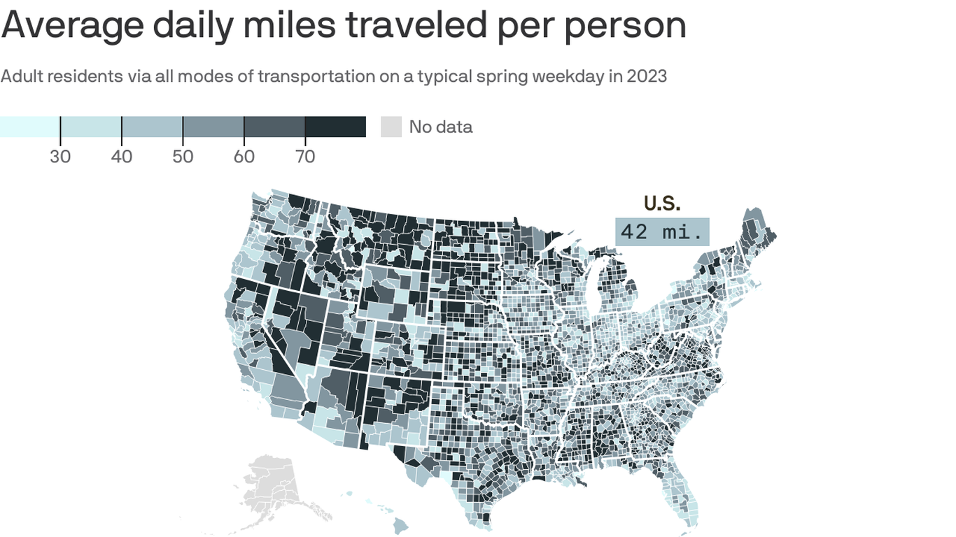 How far Americans travel on their daily commutes: mapped
