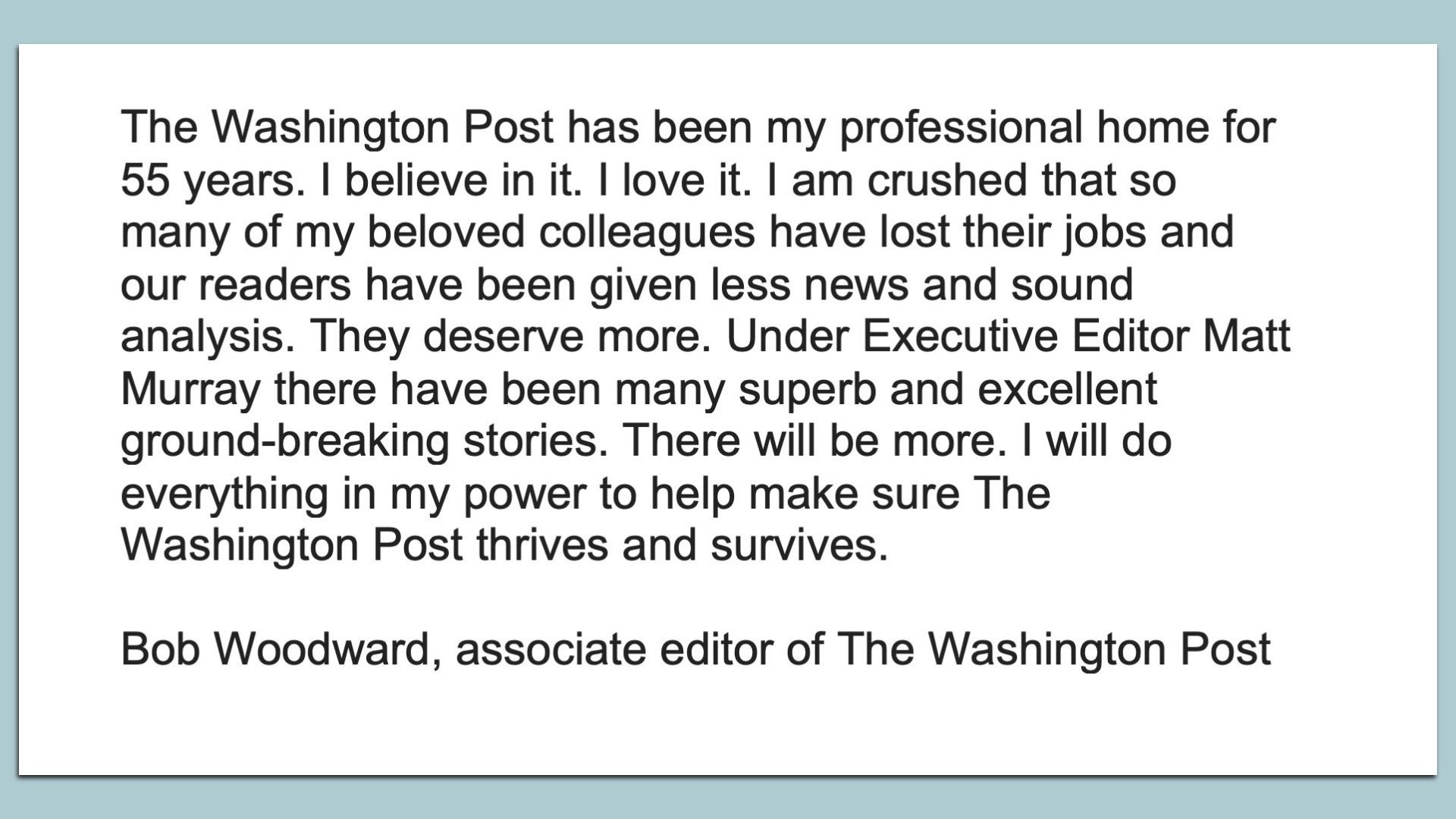 Bob Woodward On The Washington Post's Owner Laying Off "a Third Of Its ...