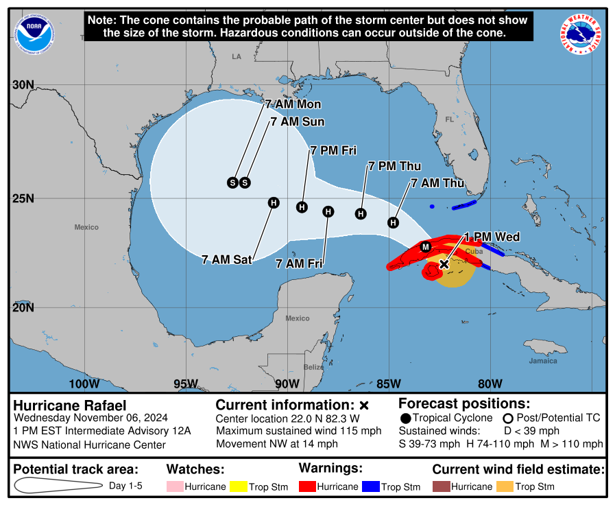 Hurricane Rafael will be a rare November storm in Gulf of Mexico ...