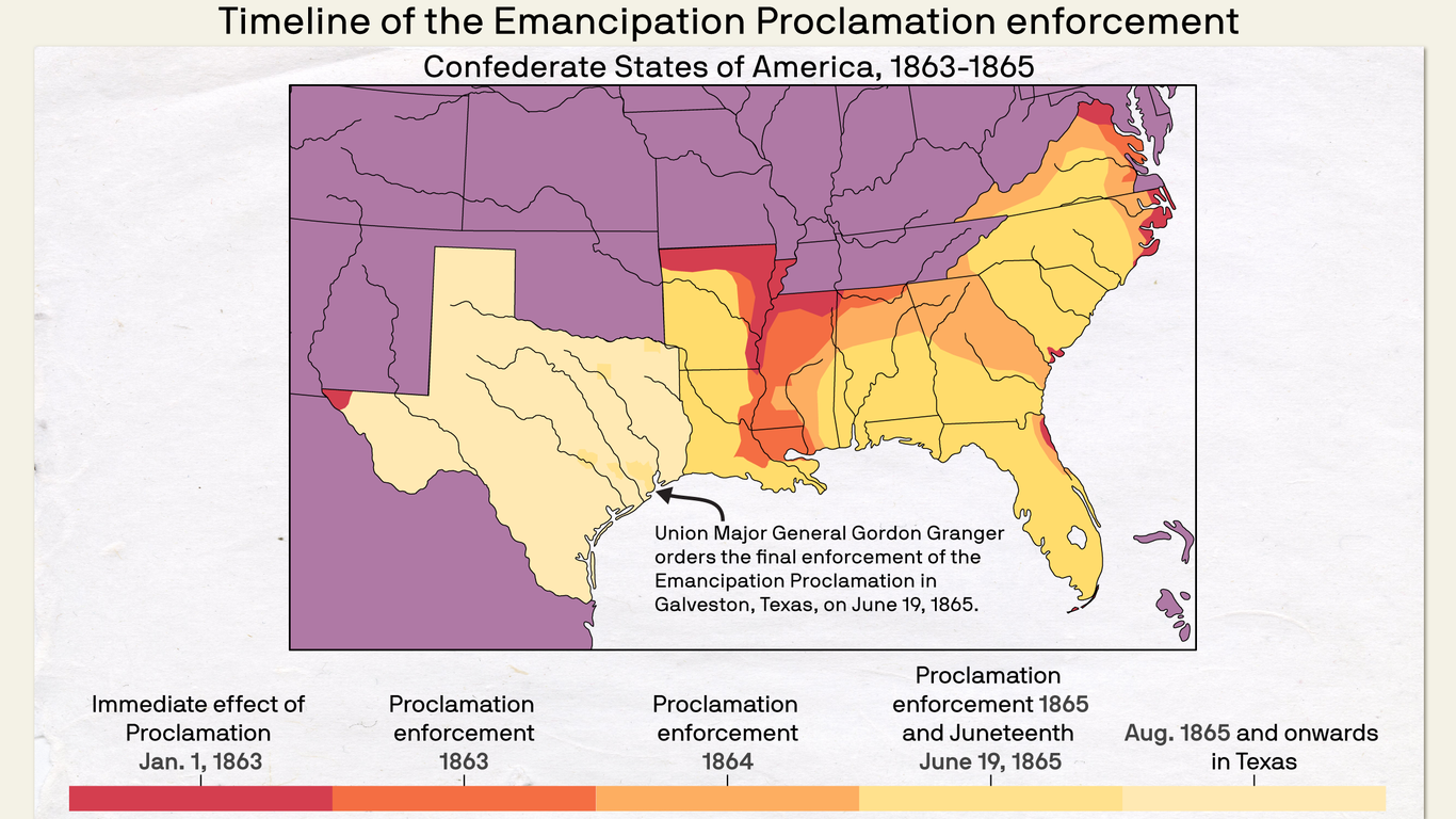 Mapped: Emancipation Proclamation to Juneteenth