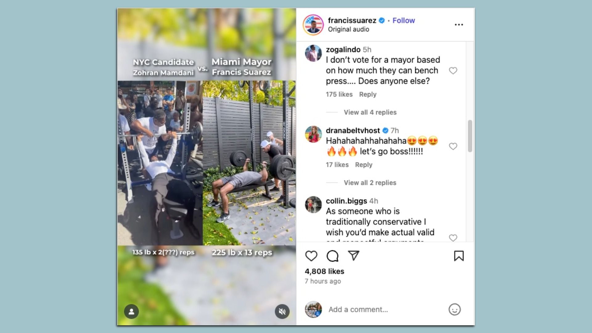 Miami Mayor Suarez taunts NYC's Mamdani with Instagram workout video ...