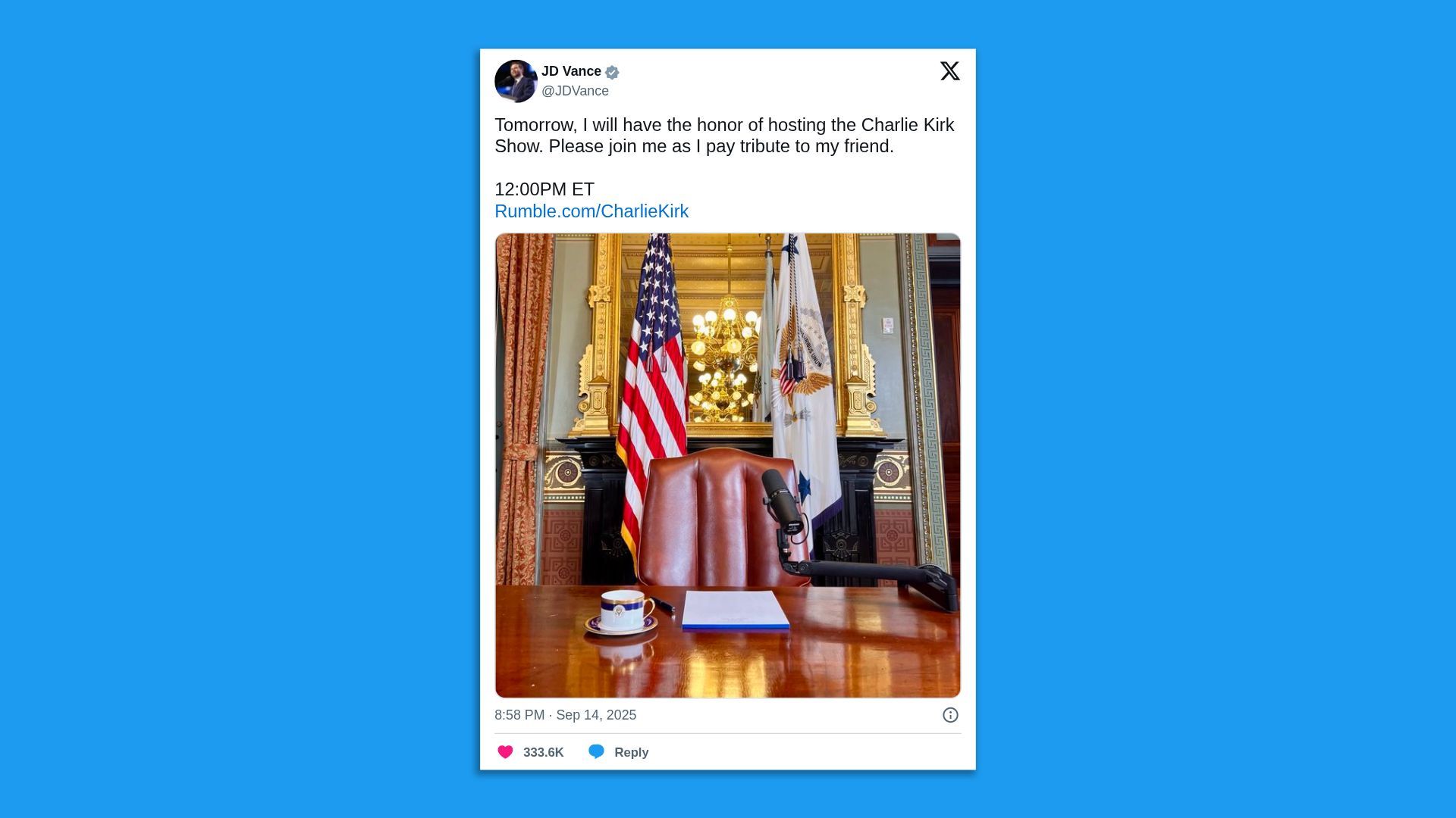 Vance to host "The Charlie Kirk Show" Monday