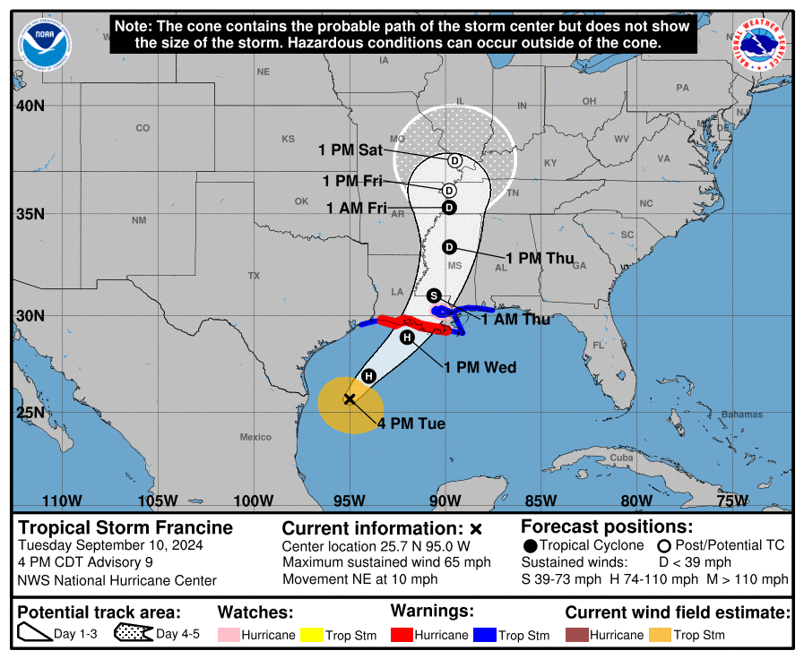 Hurricane watch for New Orleans: What to know Tuesday about Francine ...