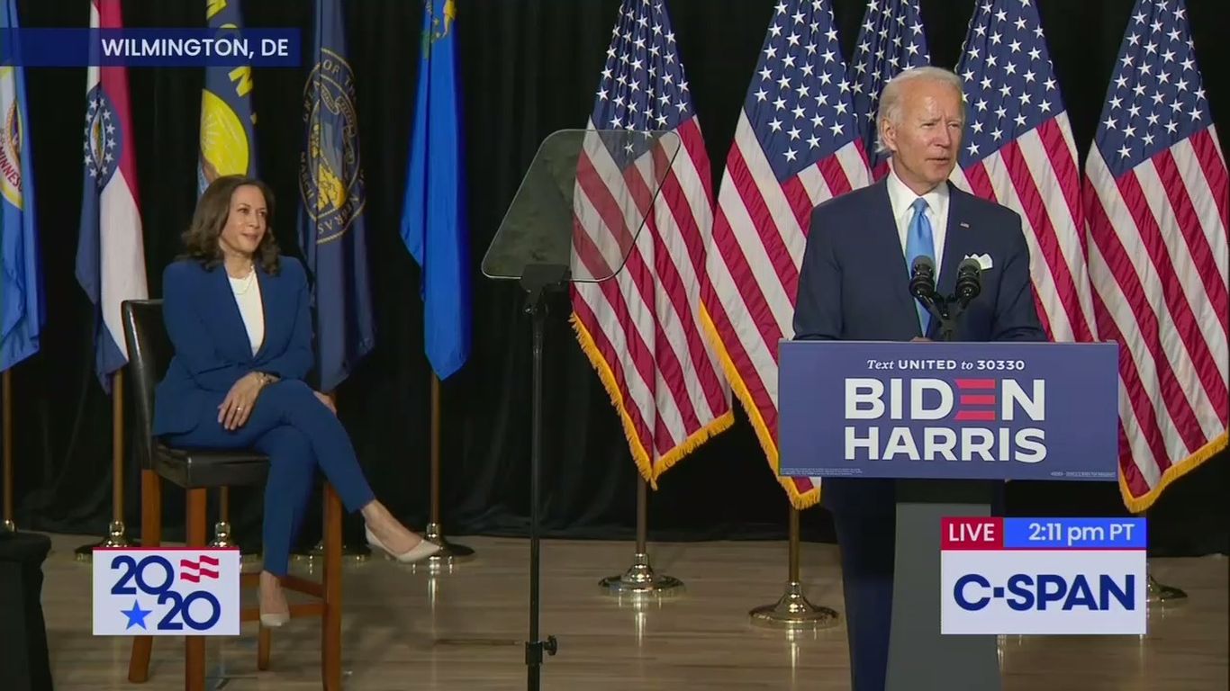 Joe Biden introduces Kamala Harris in first joint appearance