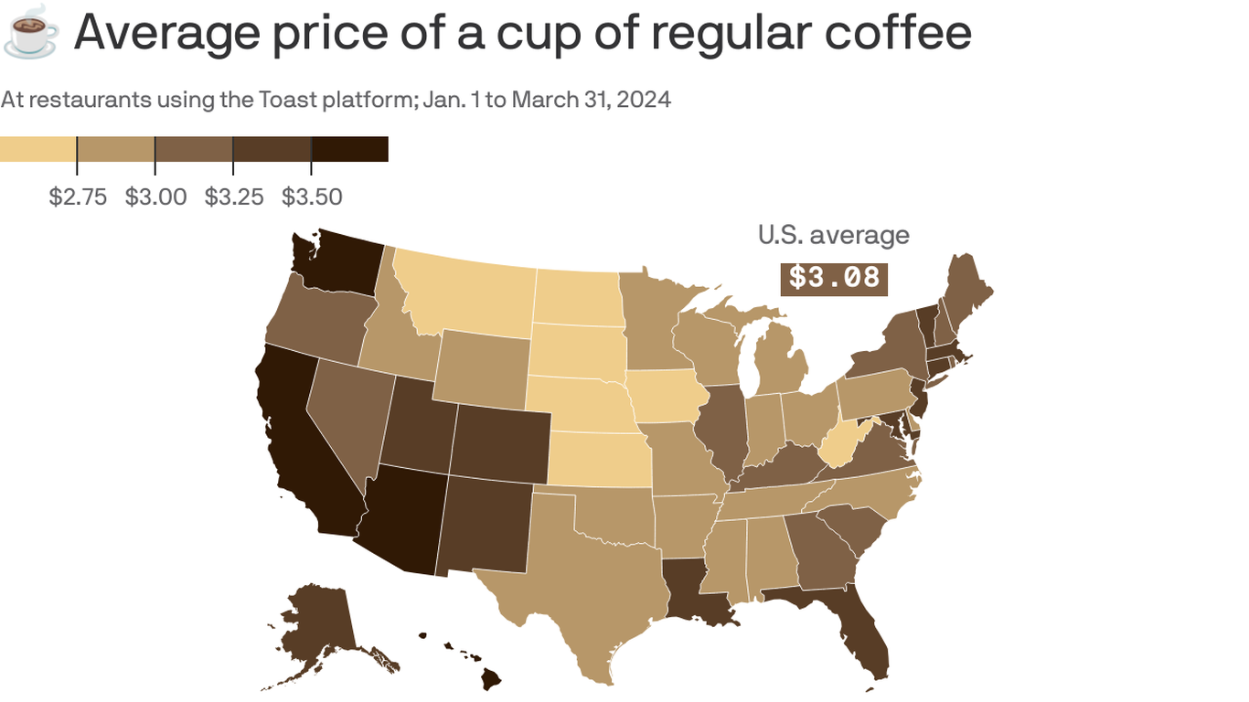 How much does coffee cost in Ohio compared to other states? - Axios ...