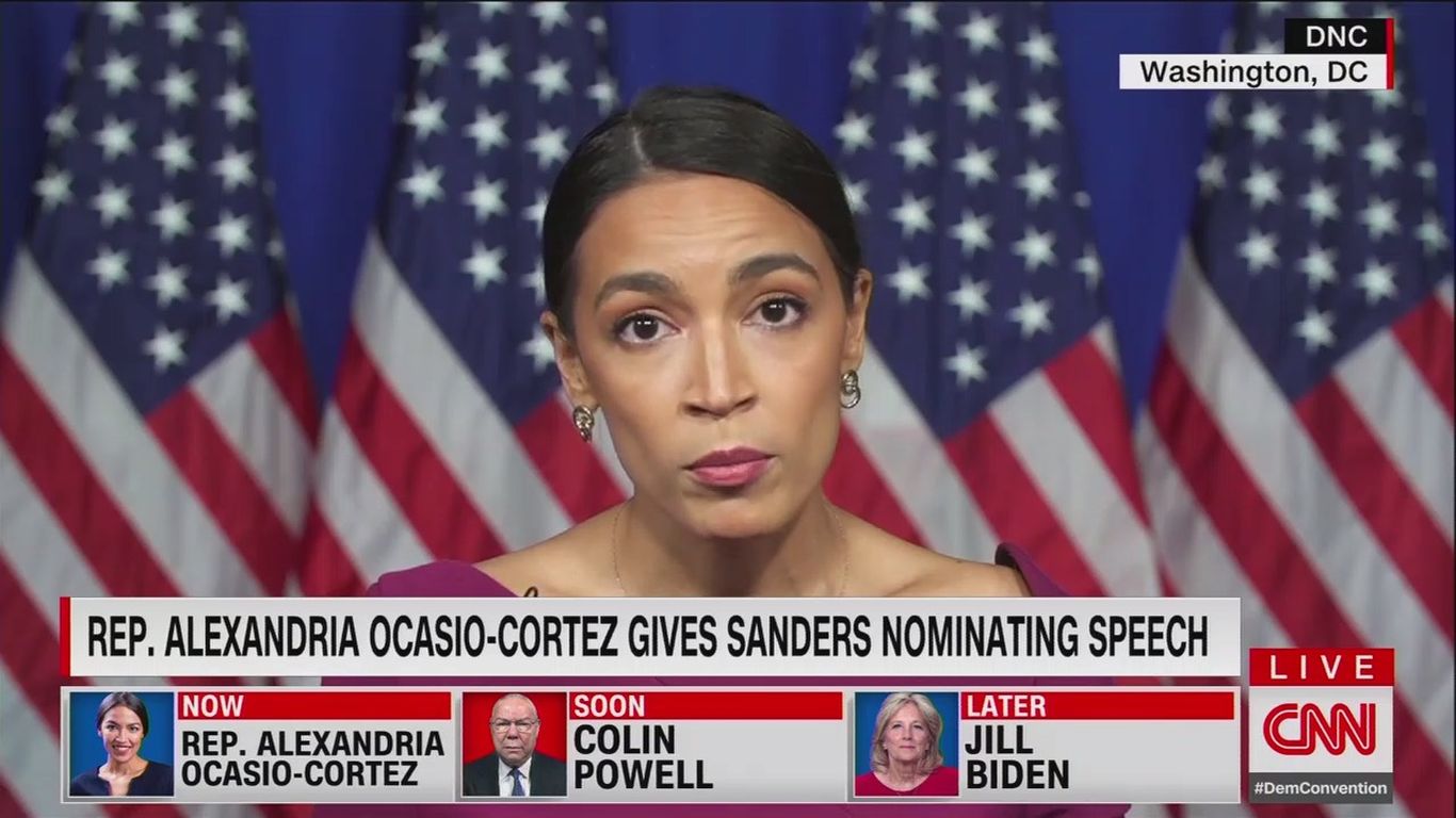 AOC defines "mass people's movement" in 60 second DNC nomination speech