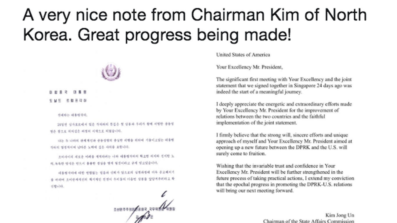North Korean leader Kim Jong-un sends Trump letter of appreciation