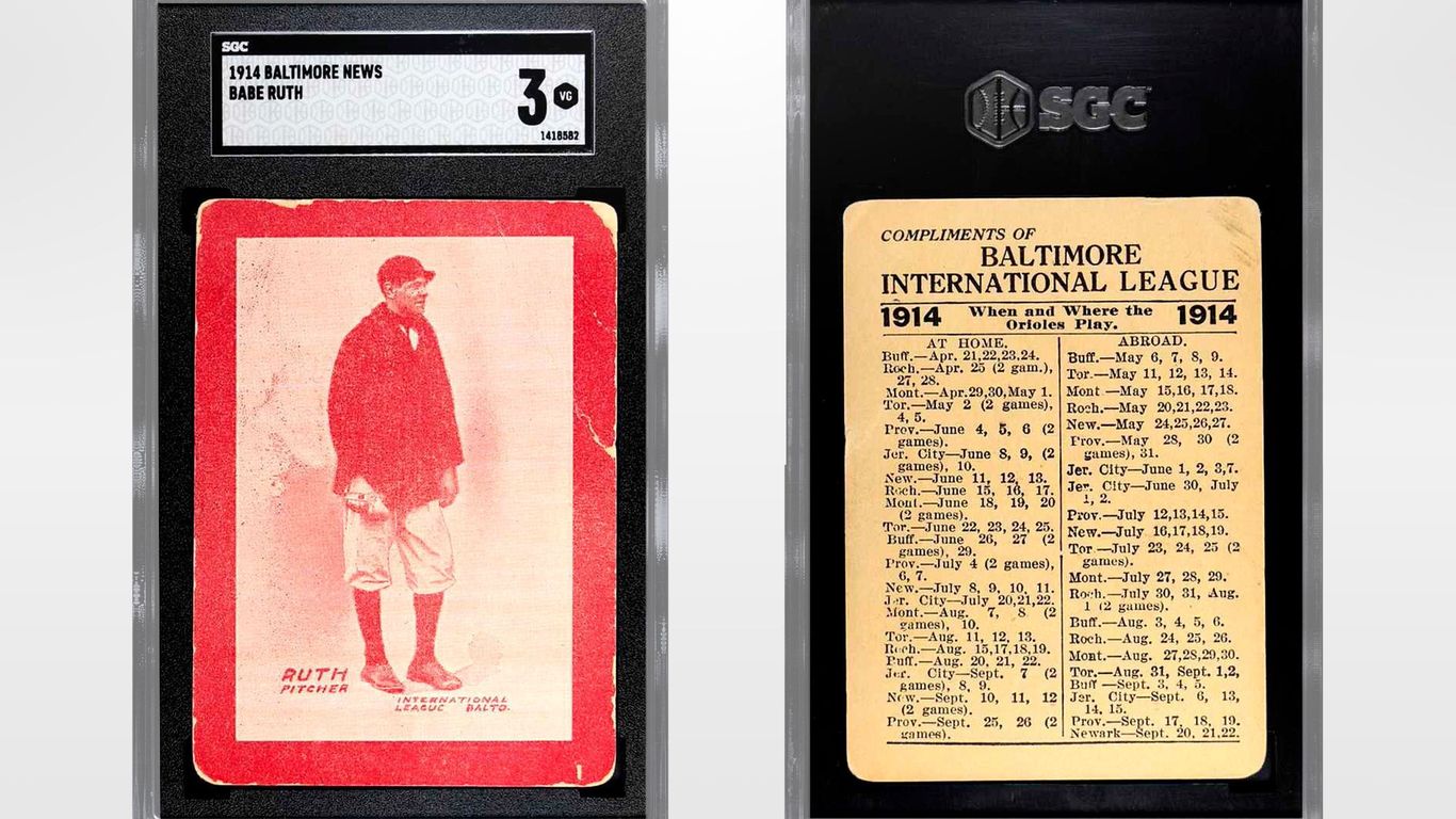 1914 Babe Ruth trading card valued at record $6 million