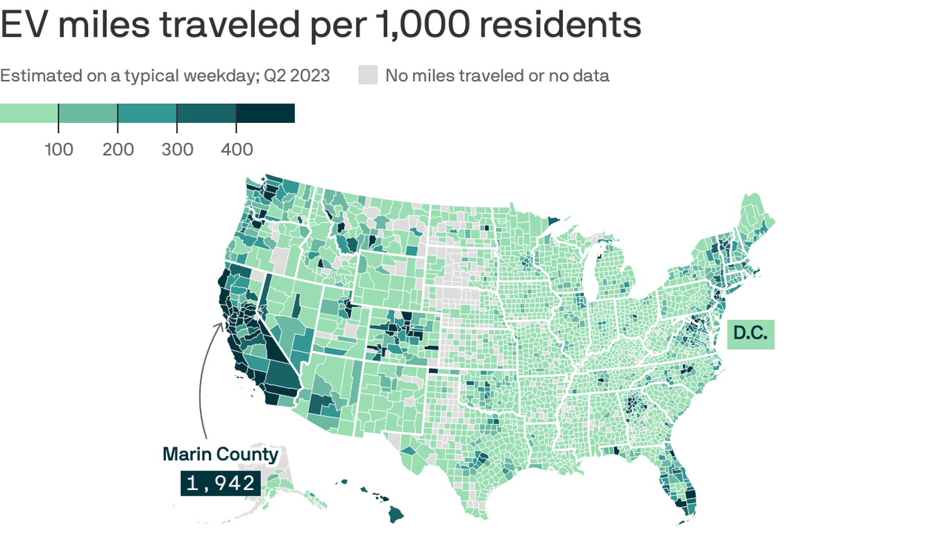 Which cities have the most electric cars, mapped