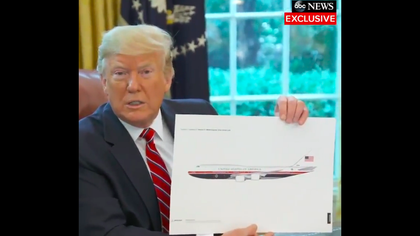 Trump reveals new red, white and blue paint job for Air Force One