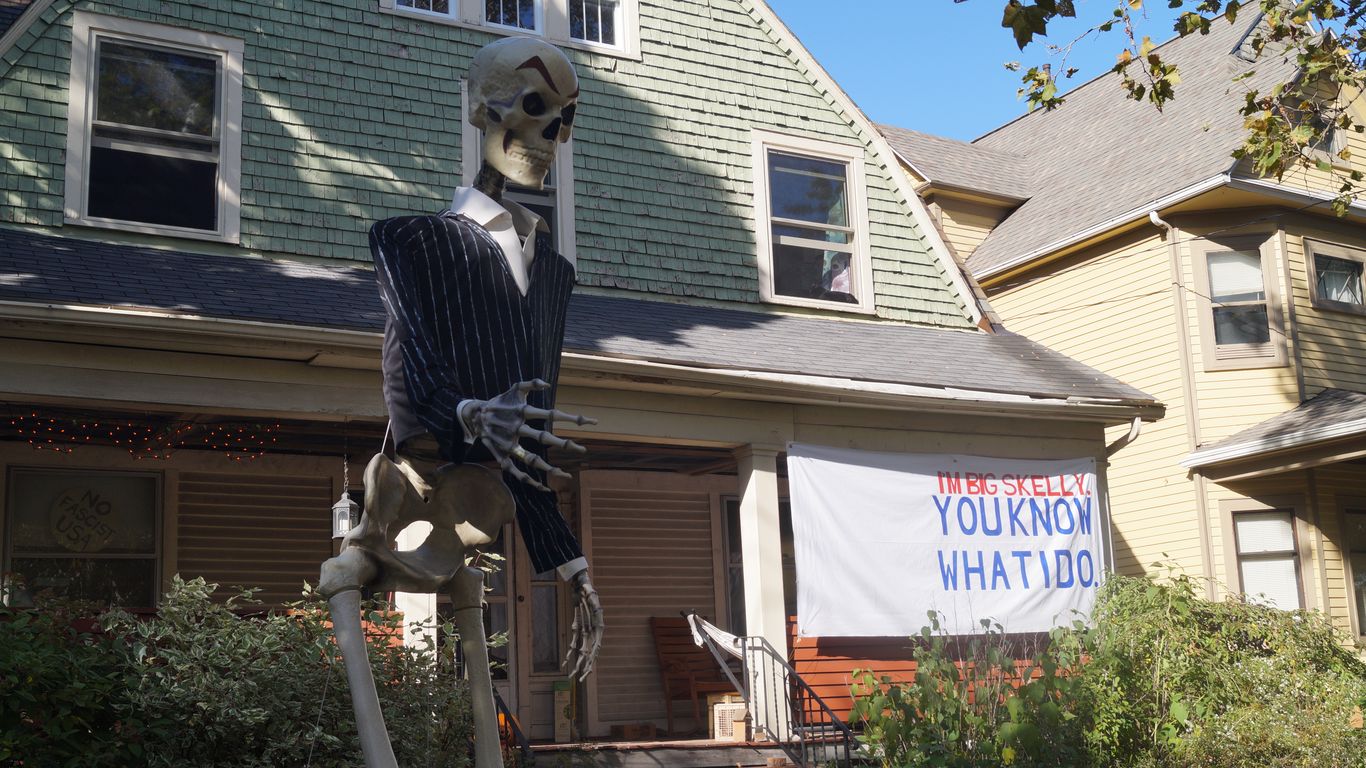 Cleveland's best Halloween decoration is a Tim Misny Skelly - Axios ...