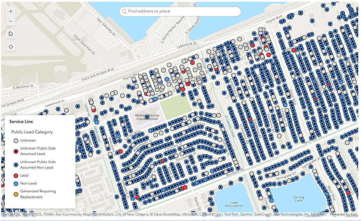 Map: Lead water pipes in each New Orleans neighborhood - Axios New Orleans