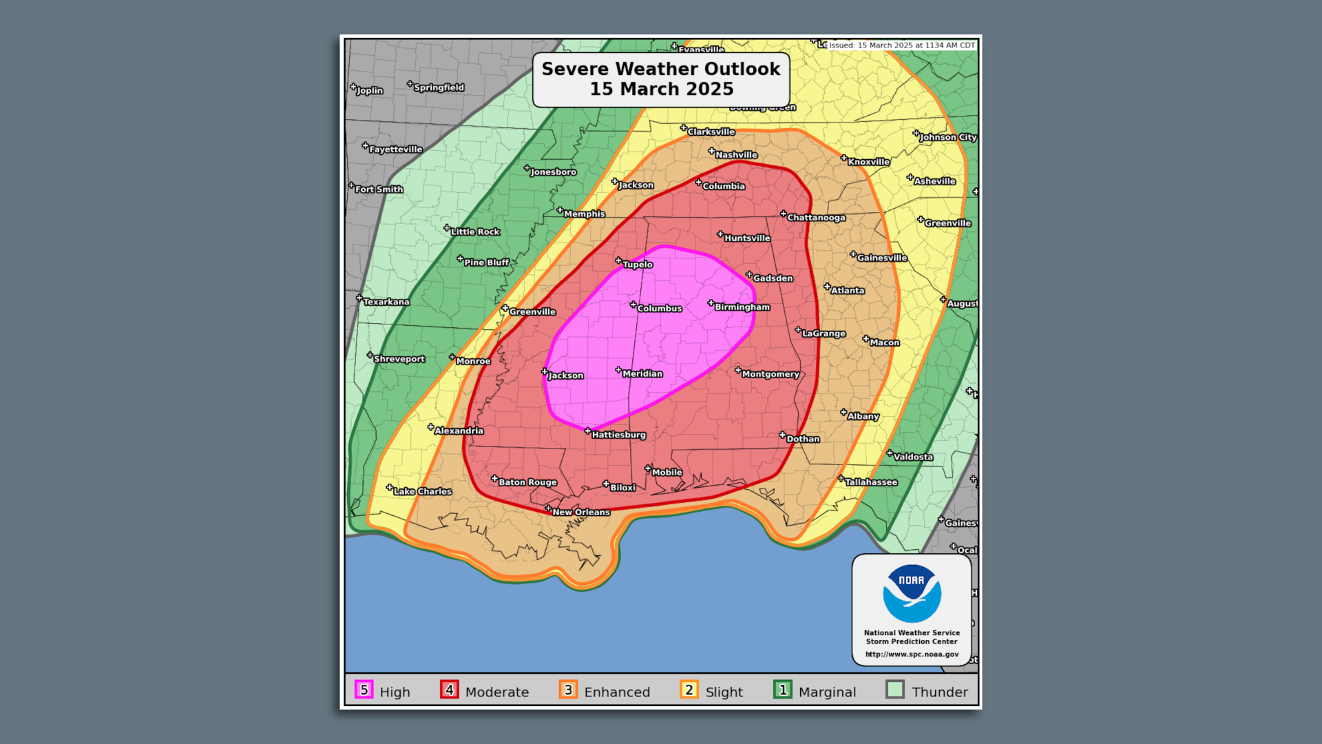 "High risk" tornadoes take aim at the South