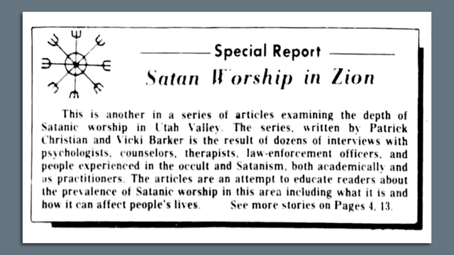 How the satanic panic took over a Utah Newspaper - Axios Salt Lake City