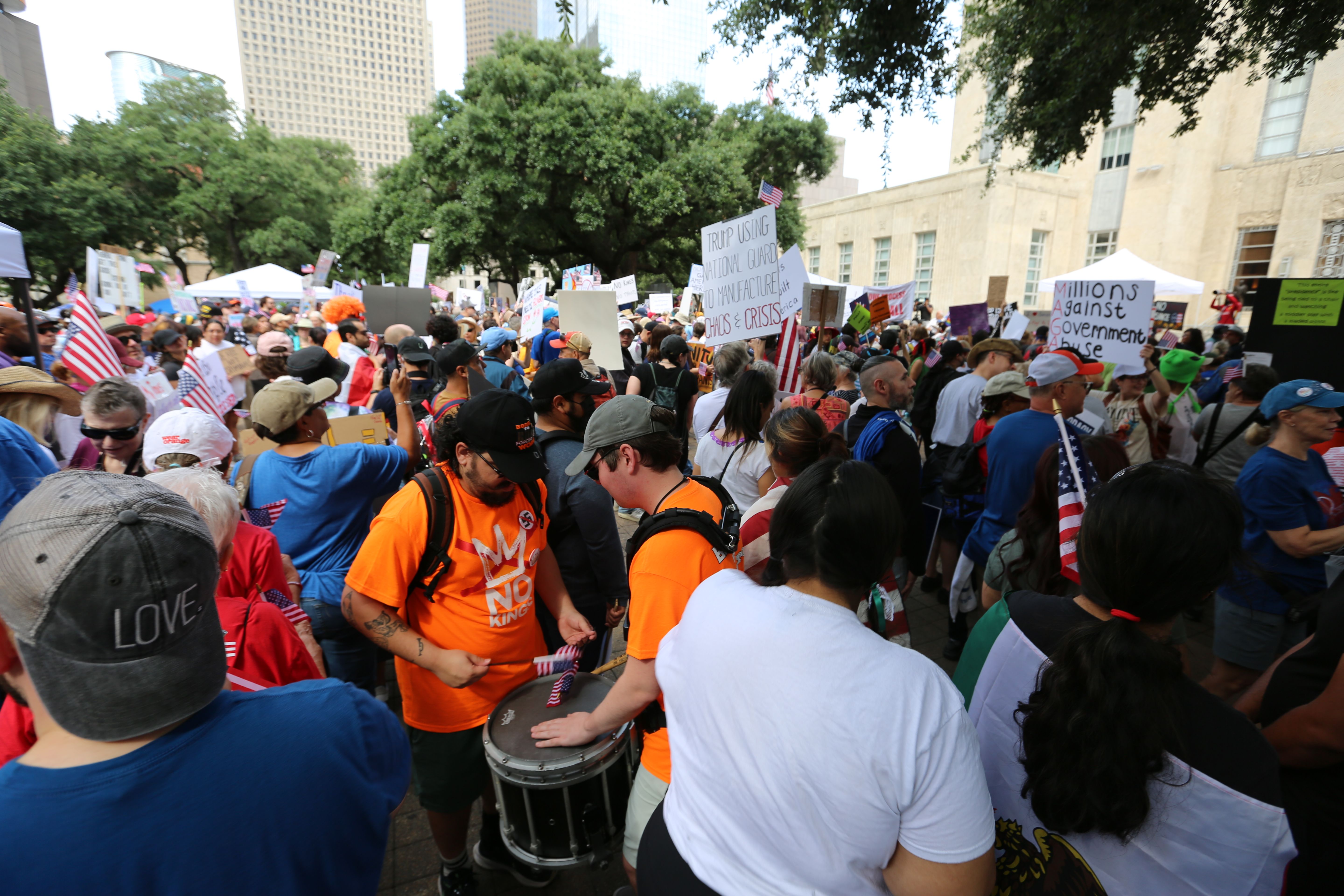 Photos: Houston's No Kings protest remains peaceful - Axios Houston