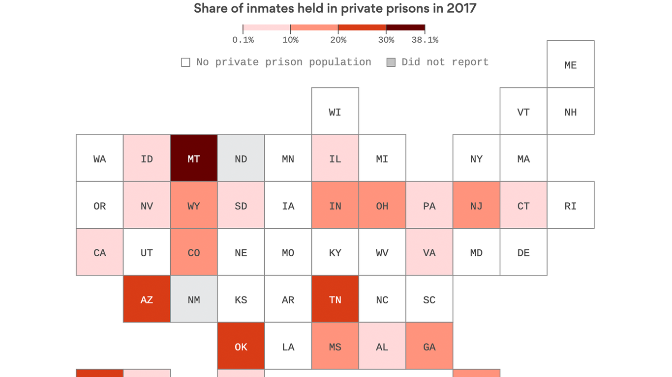 The states where private prisons are thriving