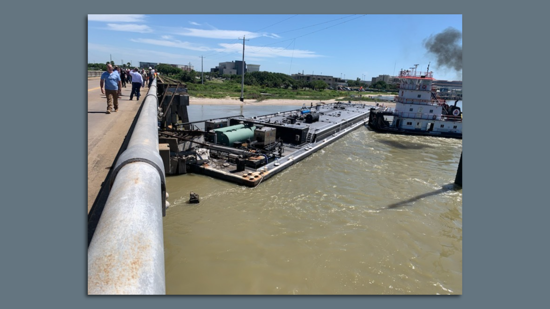 Barge strikes Pelican Island Bridge in Texas, causing oil spill