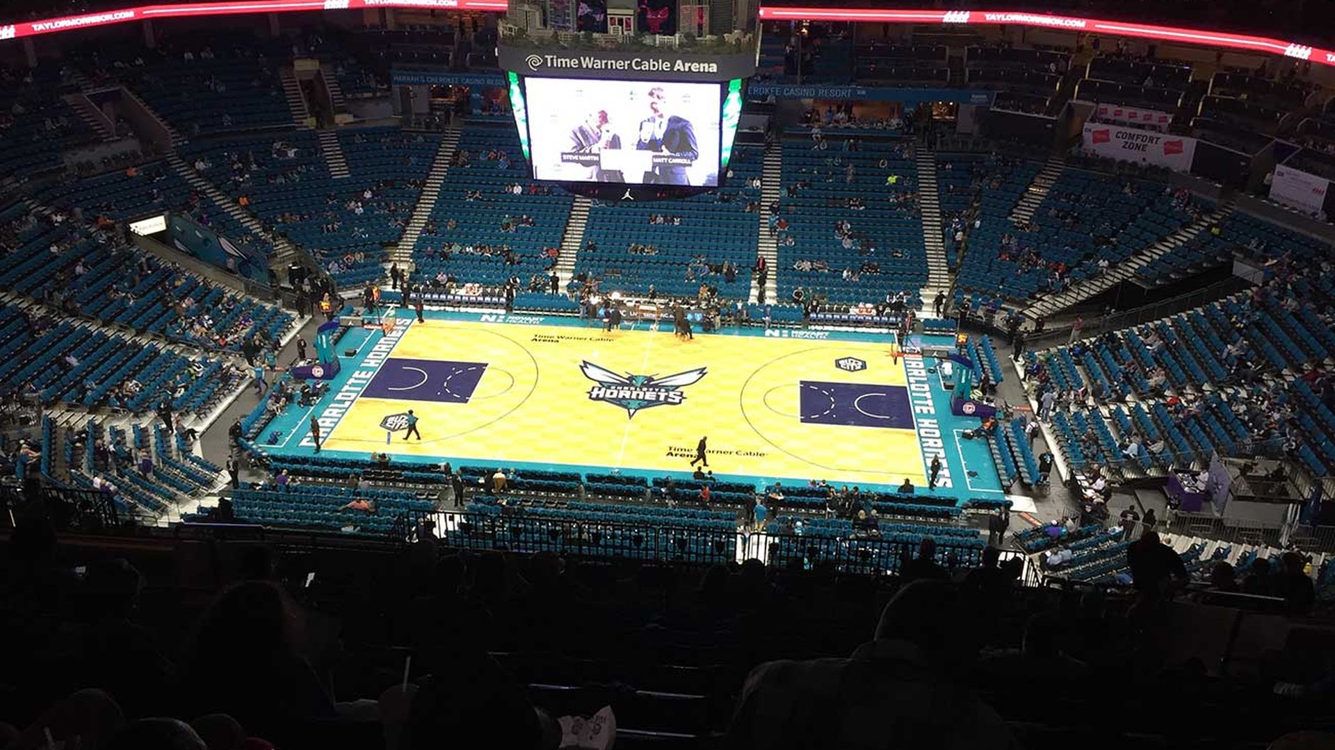 The skyline on the old Hornets scoreboard will become a parade float ...