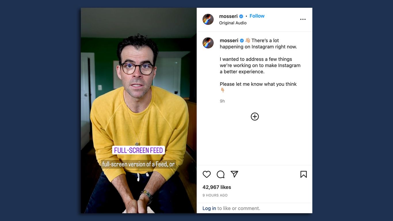 Instagram head Adam Mosseri responds to complaints that app is turning ...
