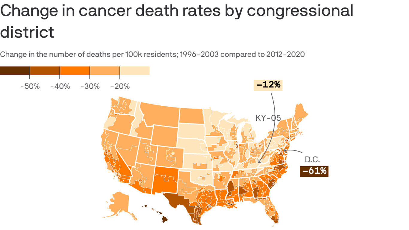 Map: Cancer deaths in Pennsylvania, the U.S. - Axios Philadelphia