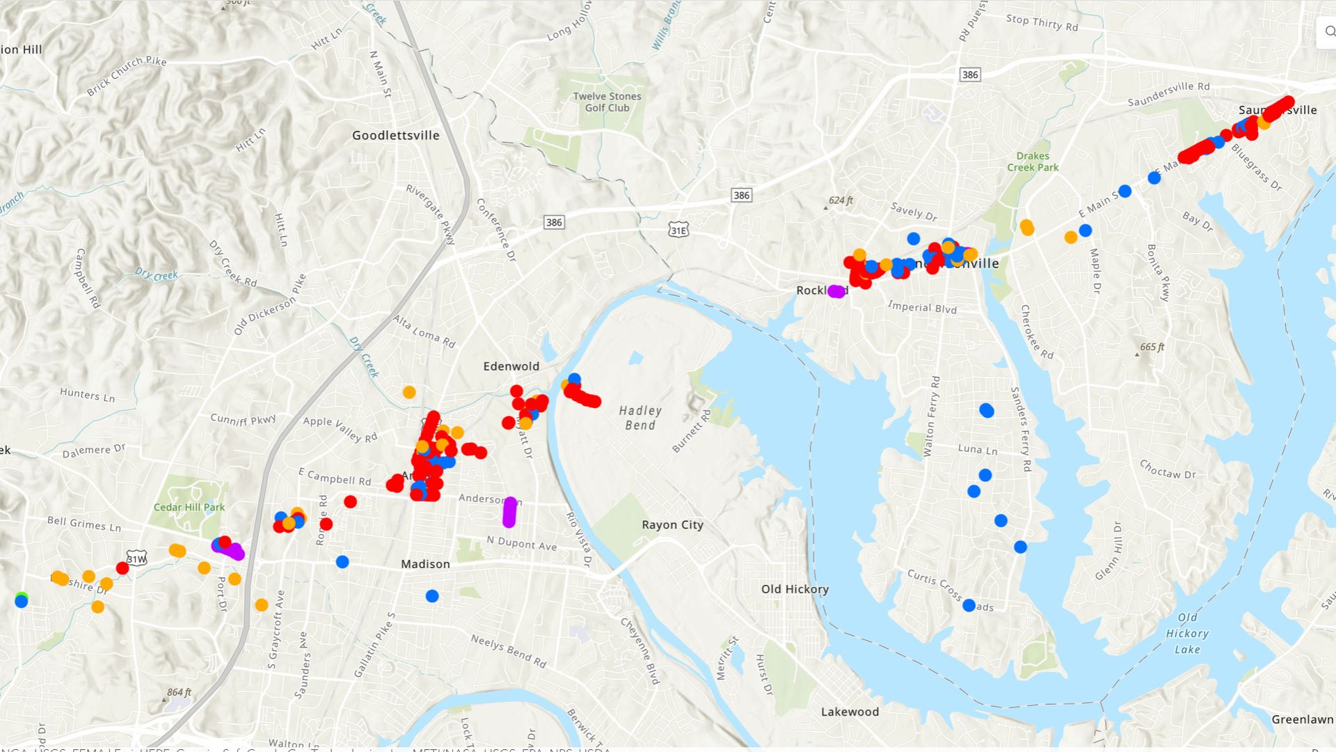 Mapped: Power poles show deadly Tennessee tornado's path - Axios Nashville