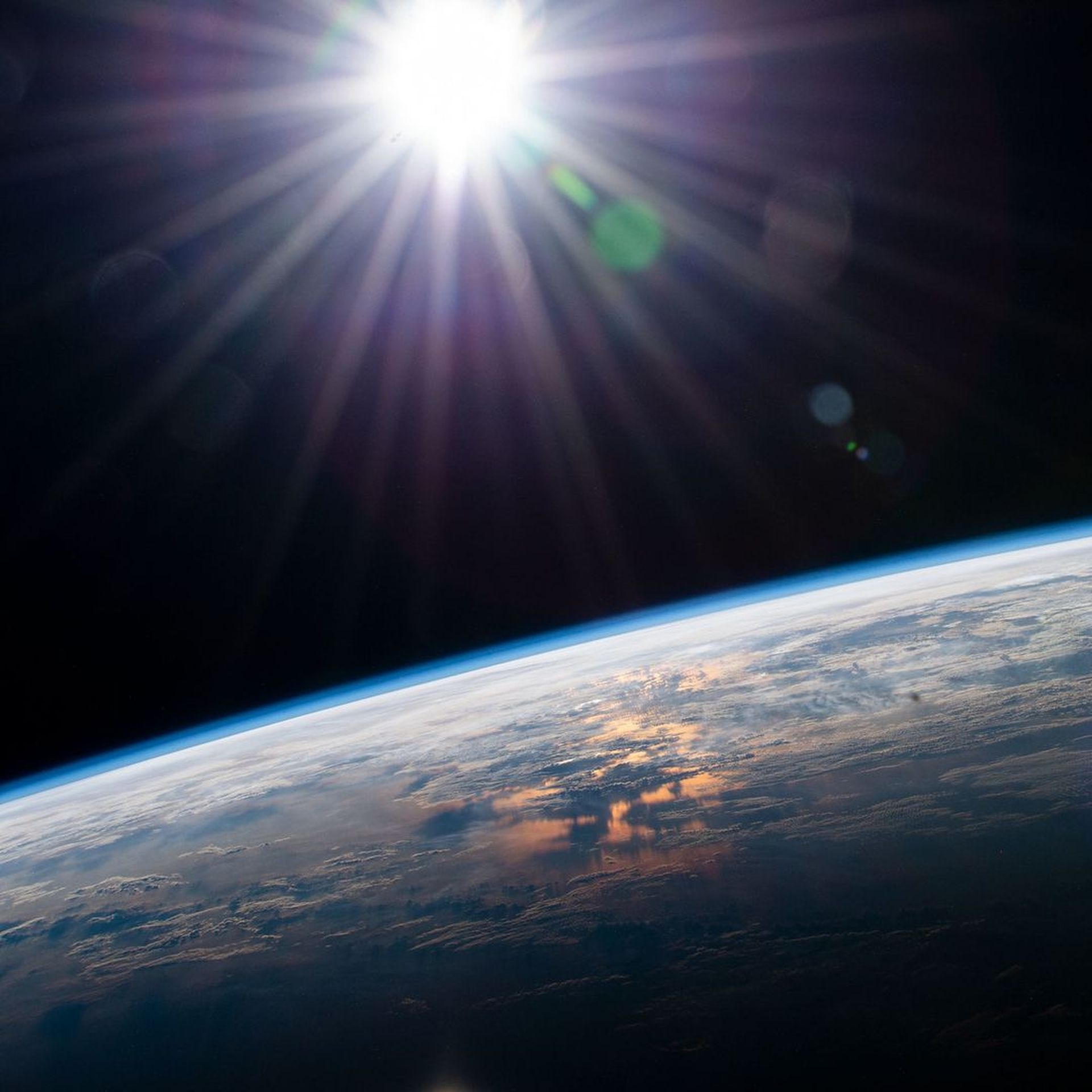 Earth In Space With Sun