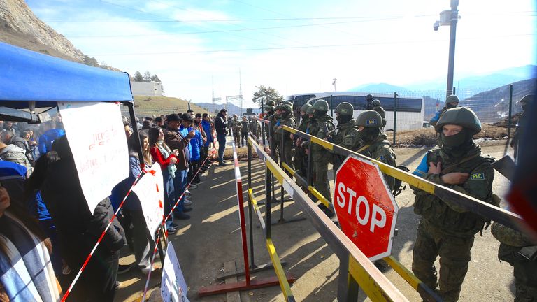 Azerbaijani protesters block key road connecting Nagorno-Karabakh to ...