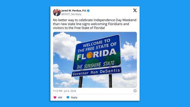 DeSantis administration adds "Free state of Florida" to welcome signs ...