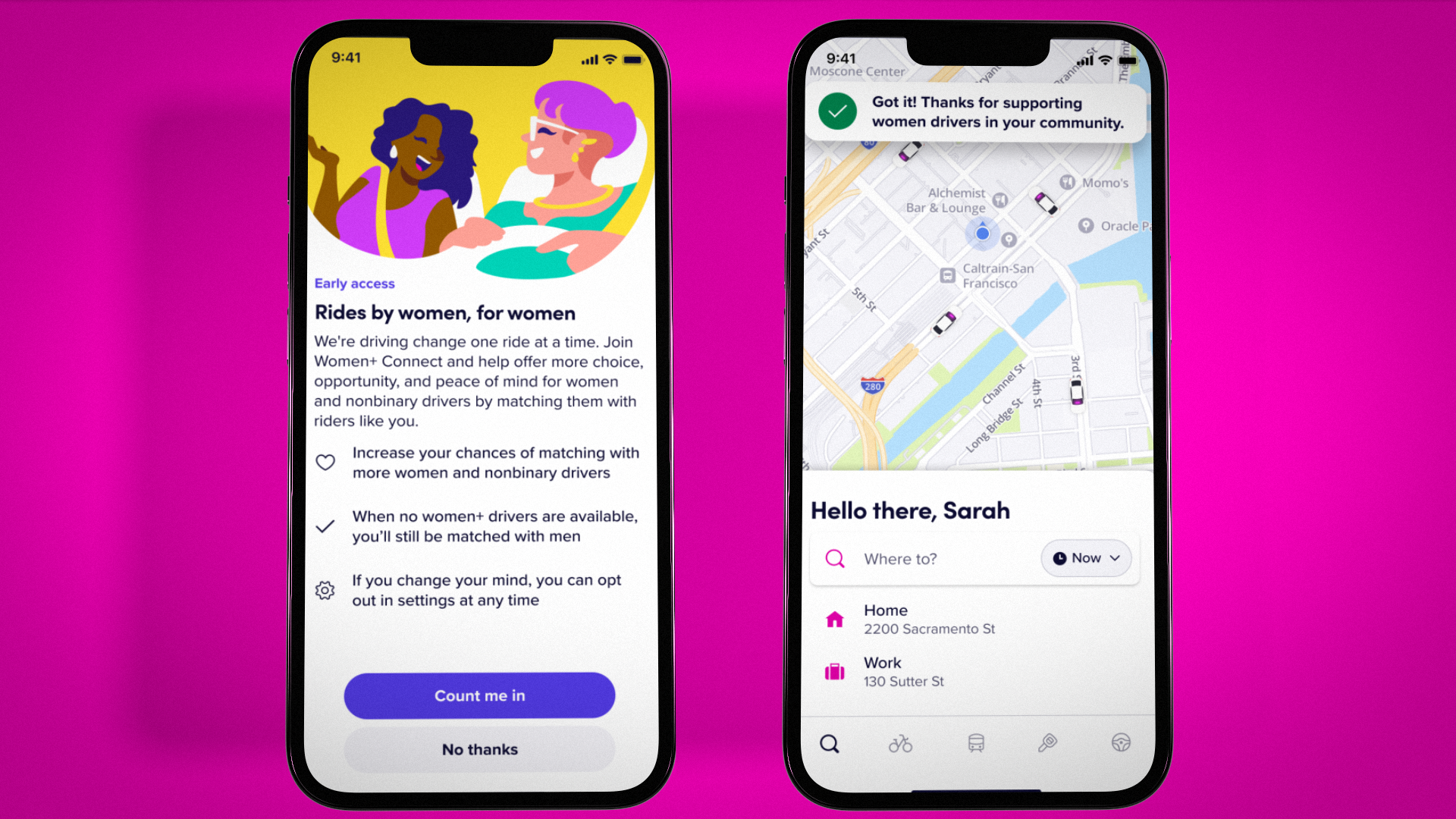 Lyft’s new feature connects women and nonbinary drivers and passengers