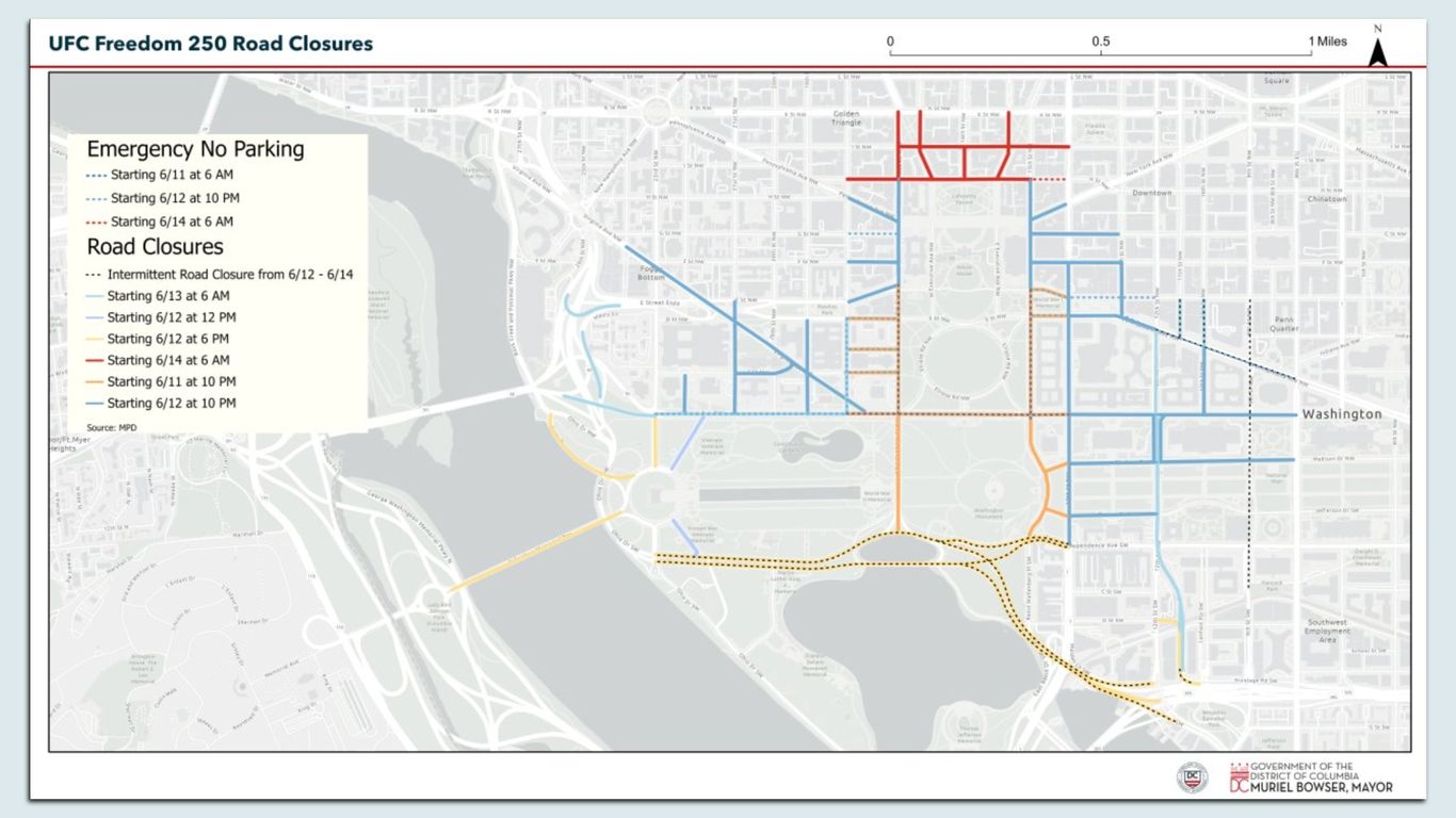 DC road closures for UFC Freedom 250 fight at White House - Axios ...