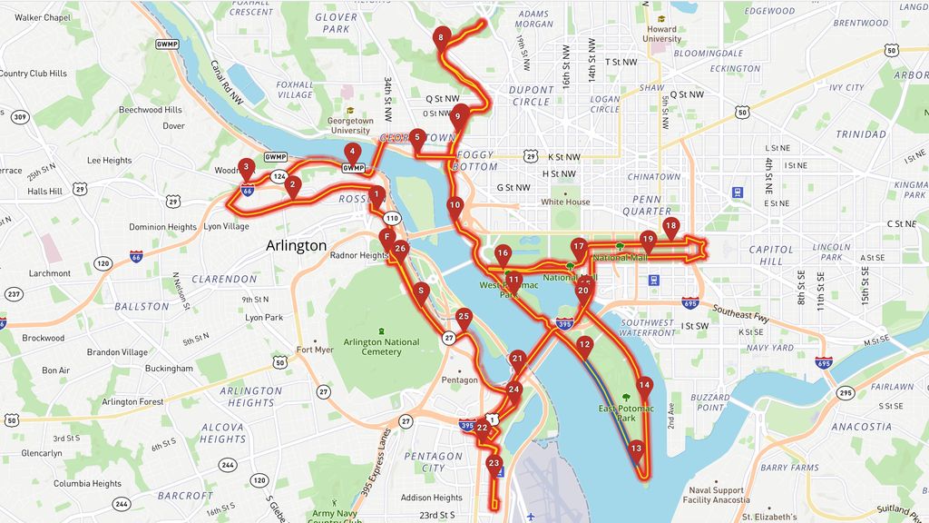 Marine Corps Marathon guide: Routes and road closures in DC, Arlington ...