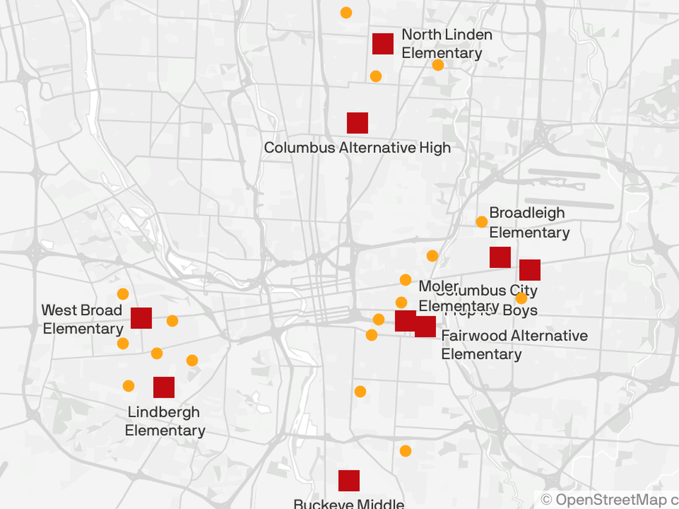 Map Of Columbus Area High Schools
