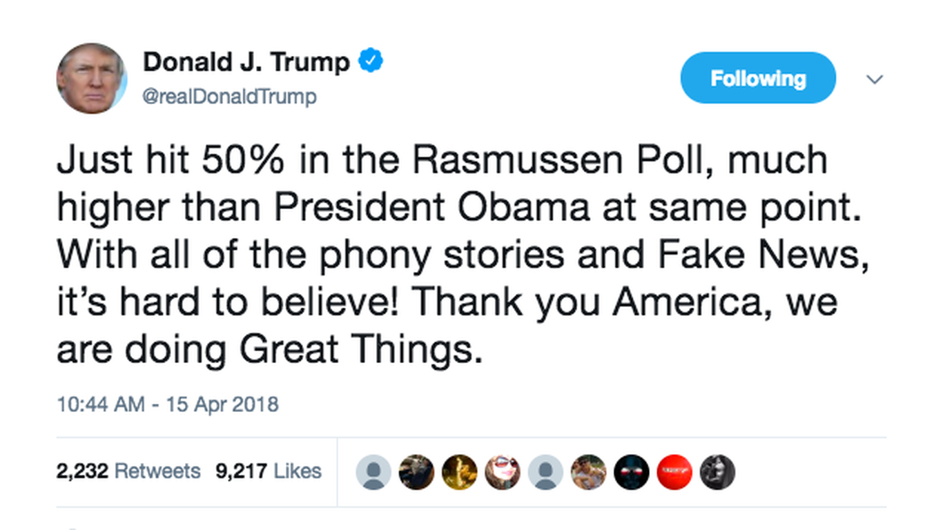 Between the lines of Trump's approval ratings tweet
