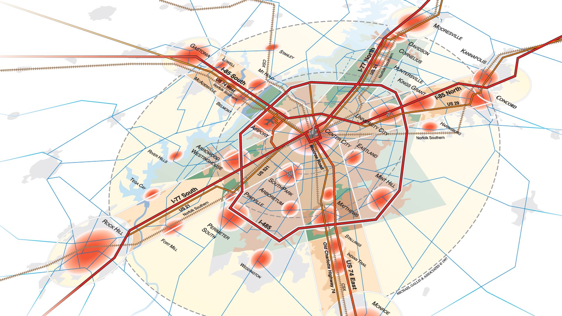Charlotte's 1990s transportation plans called for five light rail lines ...